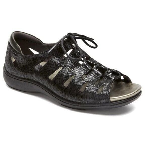 Aravon | Shoes | Aravon Bromly Ghillie Black Comfort Shoe Sandal Sz D ...